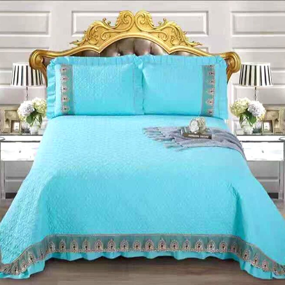 Set Cuvertura de Pat - 3 Piese - Bumbac - Bleu - eMAG.ro