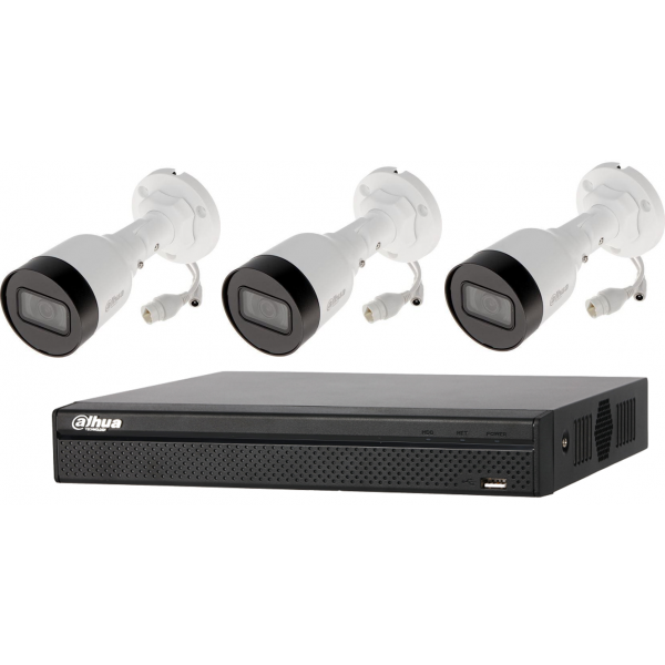 Професионална система за наблюдение IP технология 3 камери 2MP POE ...