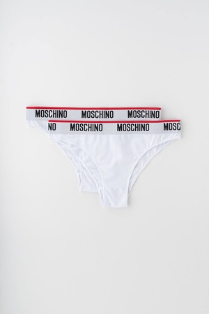 Moschino, Set de chiloti brazilieni cu banda elastica logo in talie - 2 ...