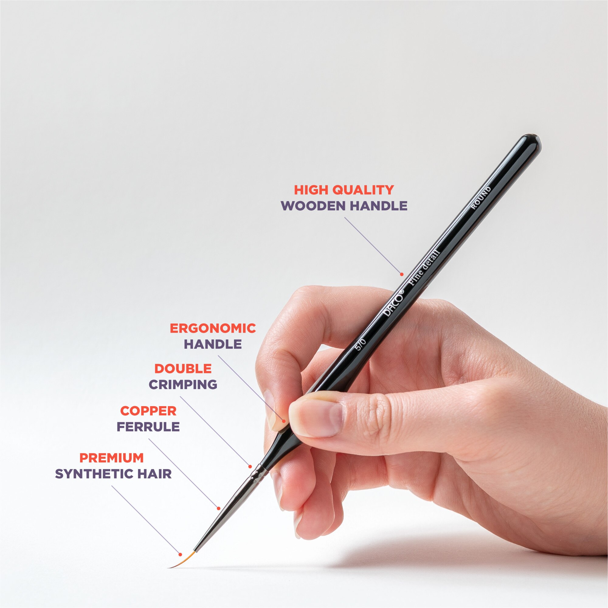 Set 7+1 Pensule pentru miniatura si detaliu, DACO, PN297 - eMAG.ro