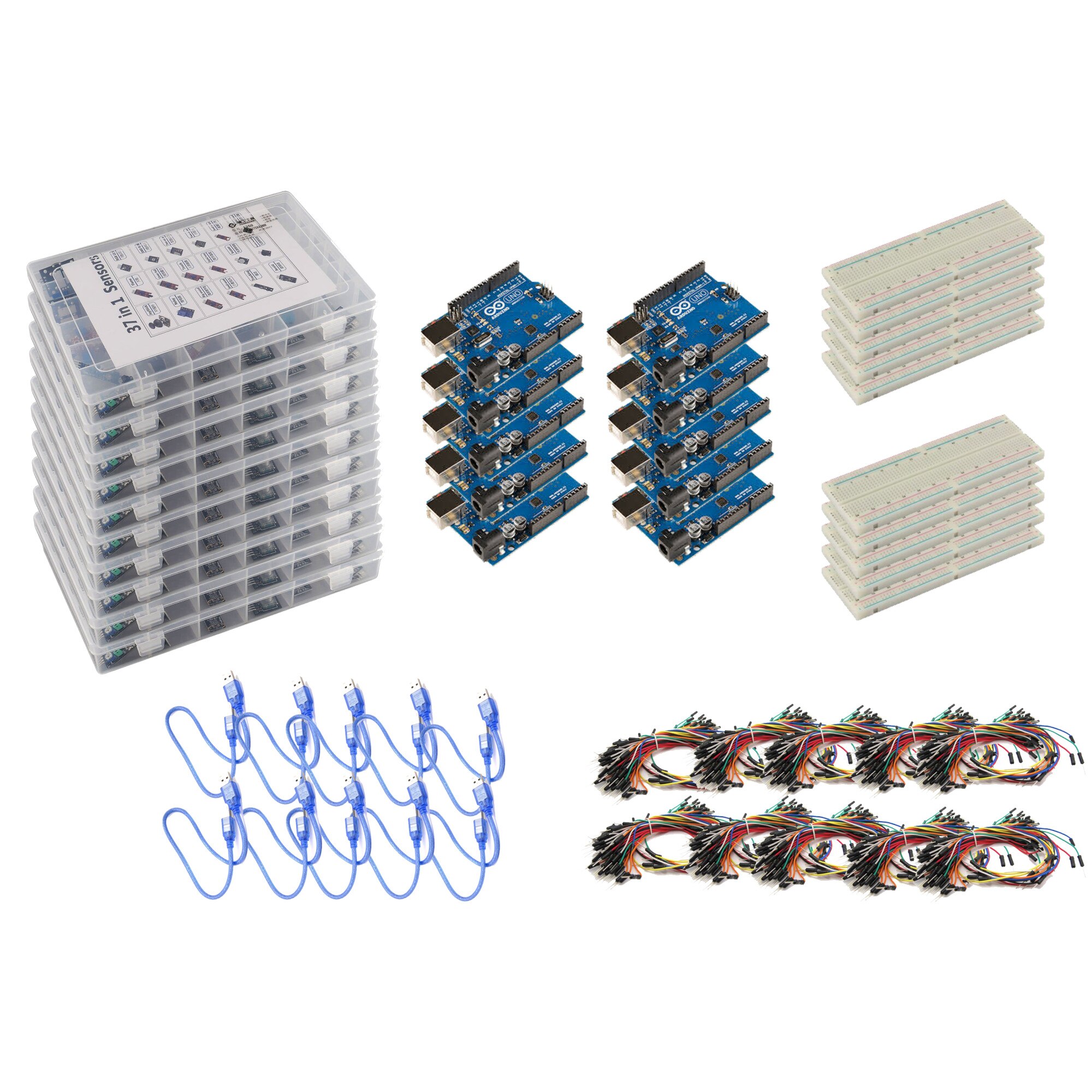 Pachet Starter School-10 Arduino R3+ kit 370 de senzori, 10 Breadboard ...