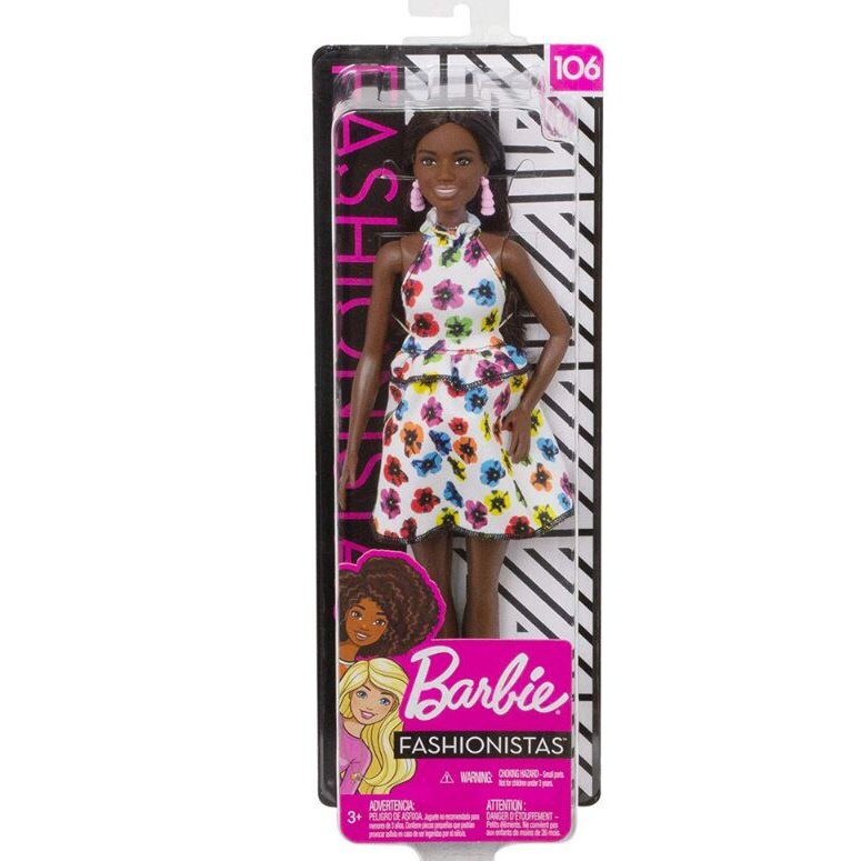 Barbie Fashionistas 2019 Papusa afro cu rochie inflorata - eMAG.ro