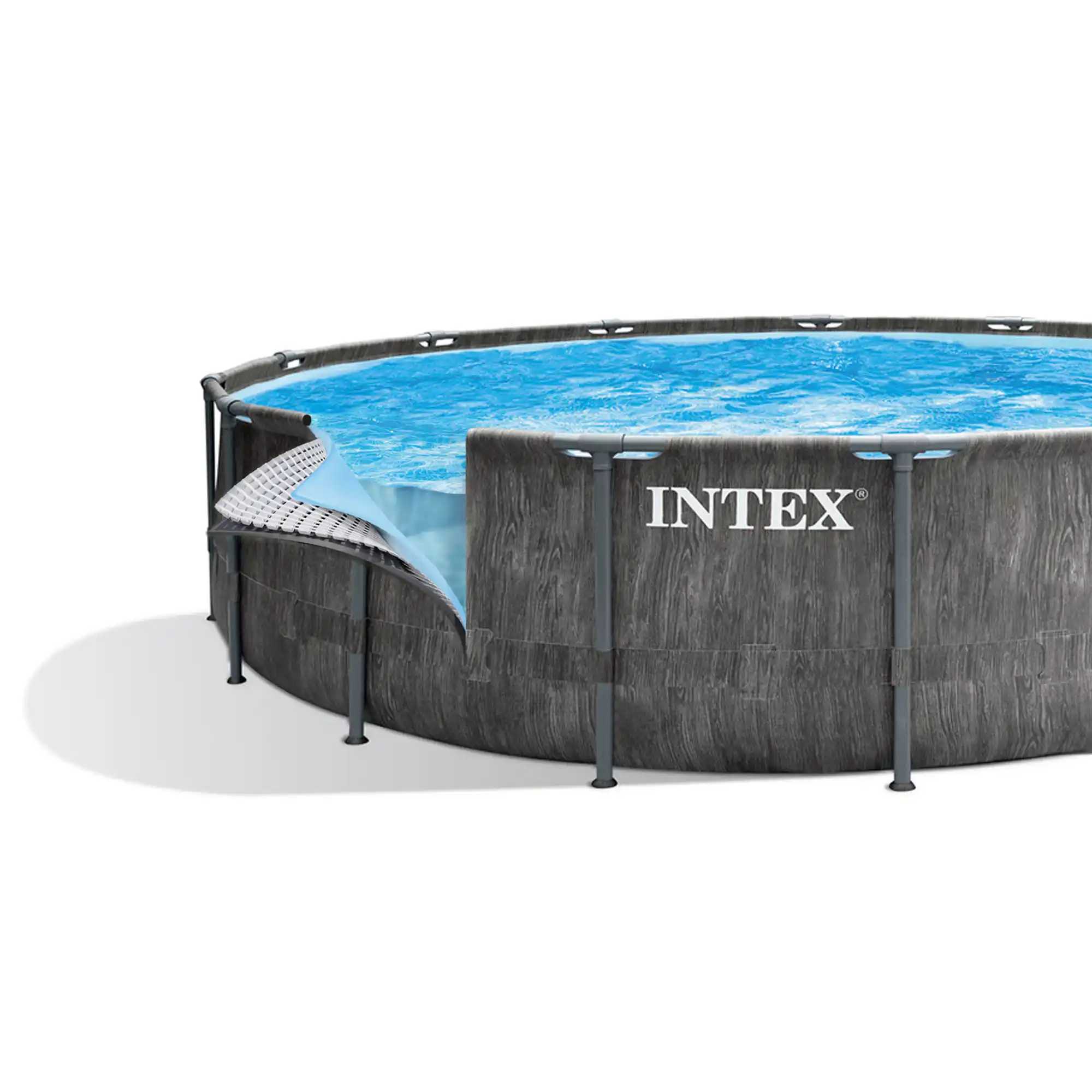 Басейн Intex 26744NP Prism Frame Premium Set, Grey Wood, 5,49x1,22 м ...