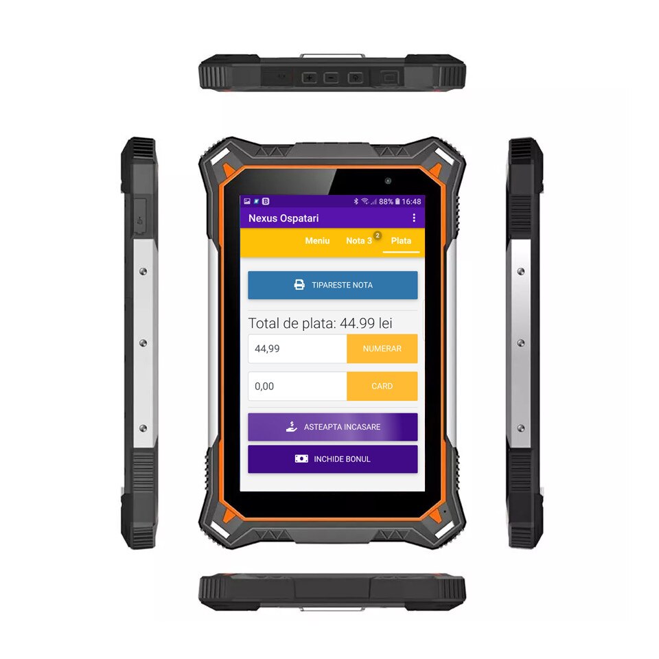 Tableta industriala Android 8.1, Cauciucata, Ecran 8 inch Capacitiv IPS ...