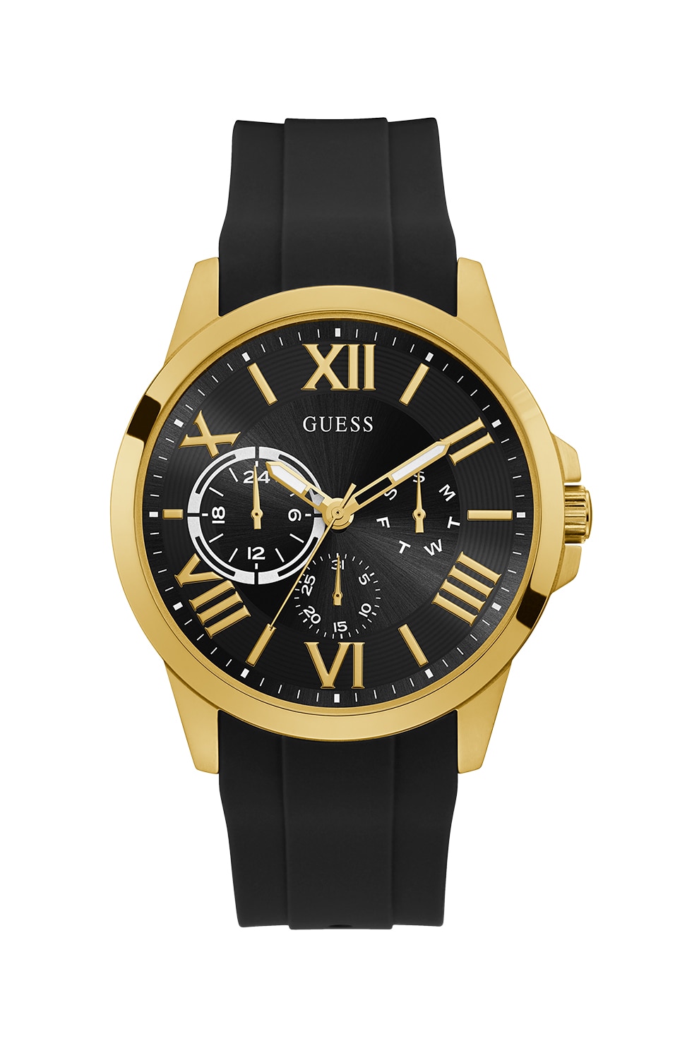Guess, Ceas cu functii multiple si curea de silicon, Negru - eMAG.ro