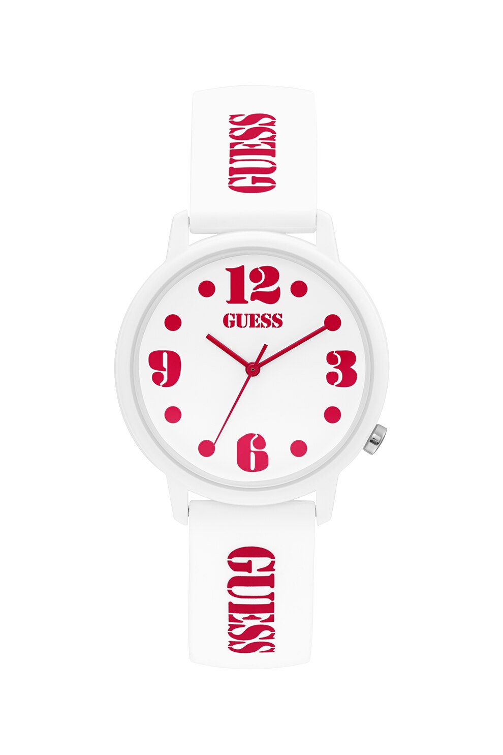 Guess Originals, Ceas analog cu o curea din silicon, Alb - eMAG.ro