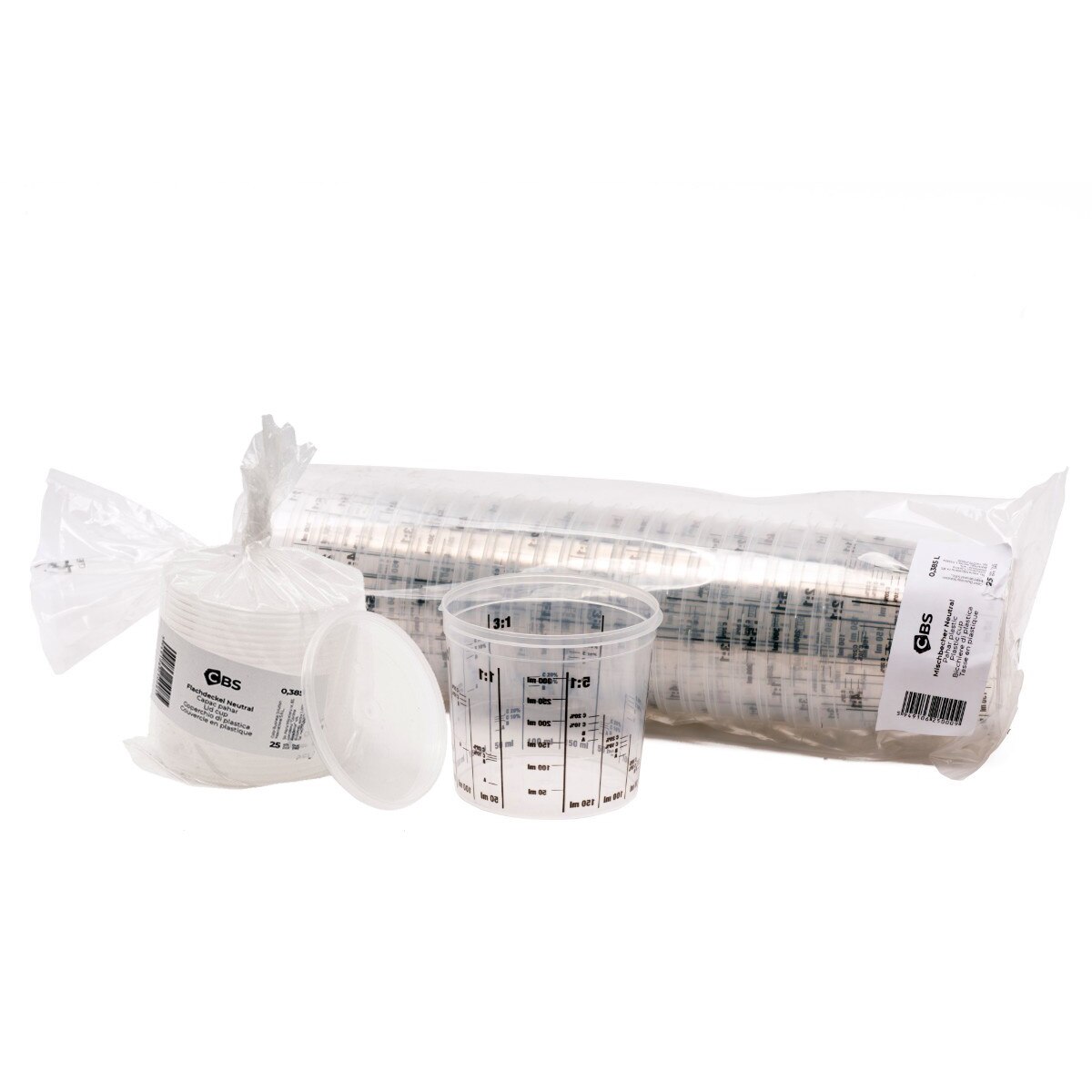 Set 25 pahare gradate folosite la mixare vopsea sau lac - capac inclus ...