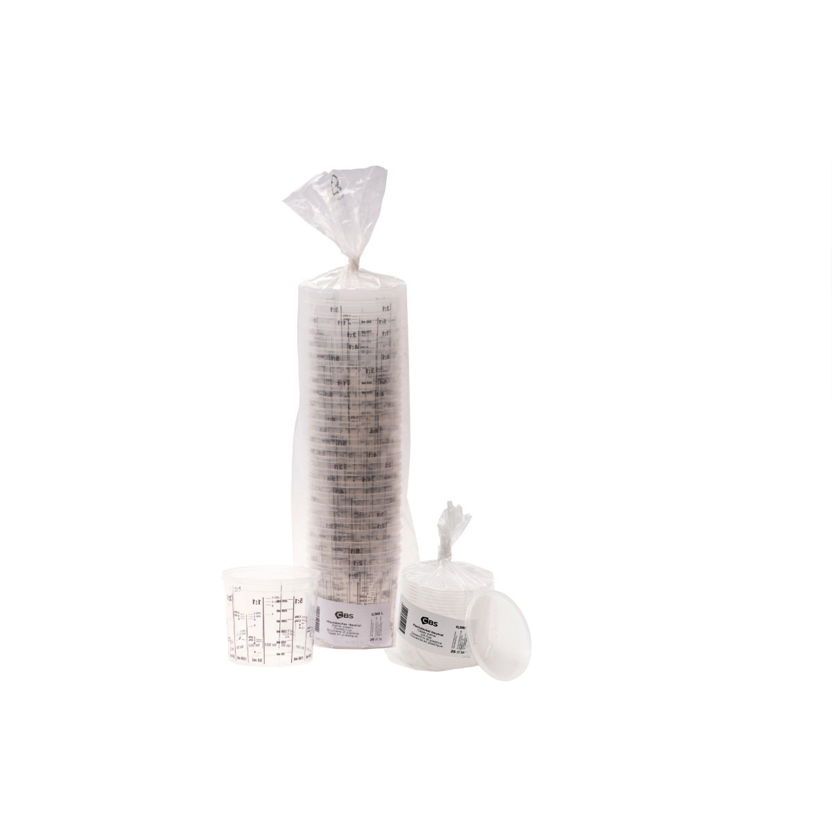 Set 25 pahare gradate folosite la mixare vopsea sau lac - capac inclus ...