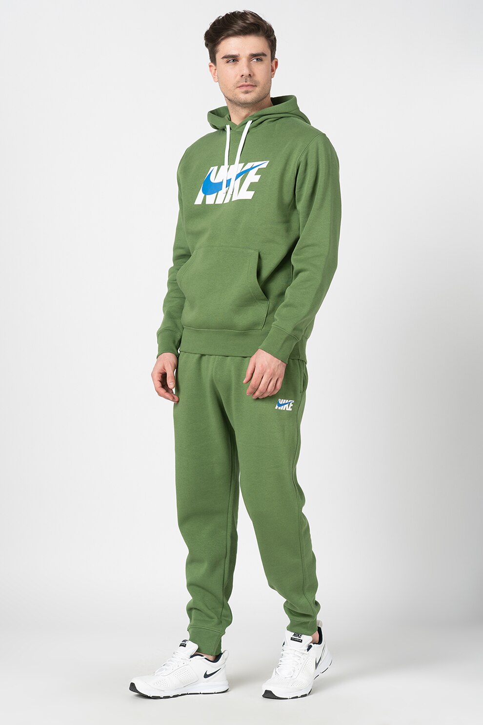 Nike, Спортен екип с лого, Синьо-зелен / Бял, S - eMAG.bg