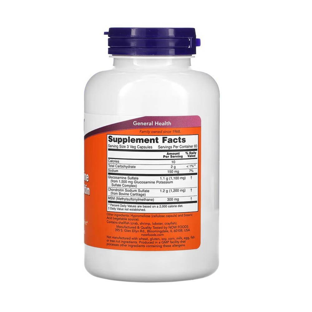 Glucozamina & Condroitina si MSM, (Articulatii) Now Foods, 180 capsule ...