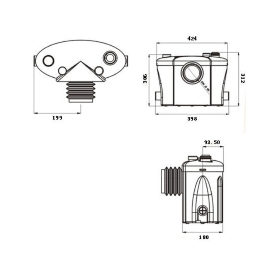 Pompa cu tocator pentru wc, Homac, model Sanitrit H400L, electrica,400W ...