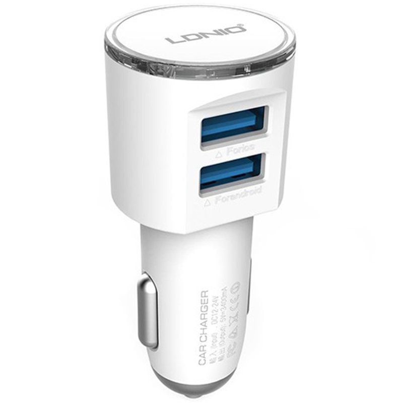 Incarcator auto Ldnio dubla incarcare pentru iphone+ cablu lightning ...