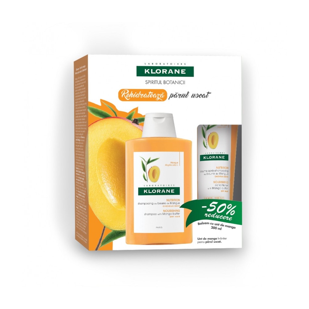 Pachet Sampon Cu Unt De Mango 200ml si Balsam Cu Unt De Mango 200l ...