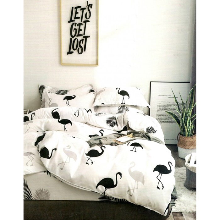 Спален комплект TM Flamingo, Памучен сатен, 4 части - eMAG.bg