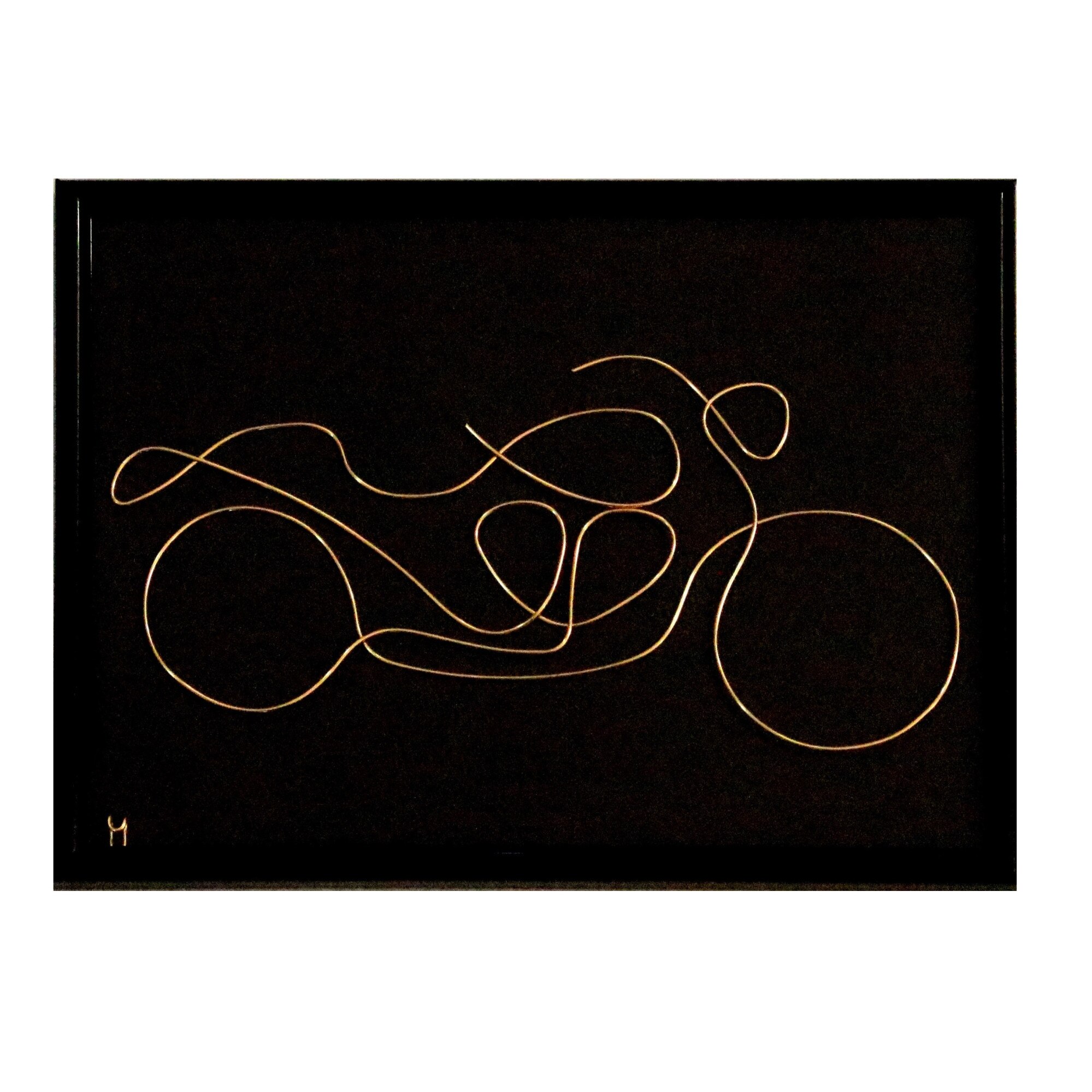 Tablou Motocicleta, sculptura in fir continuu de sarma non-tarnish ...