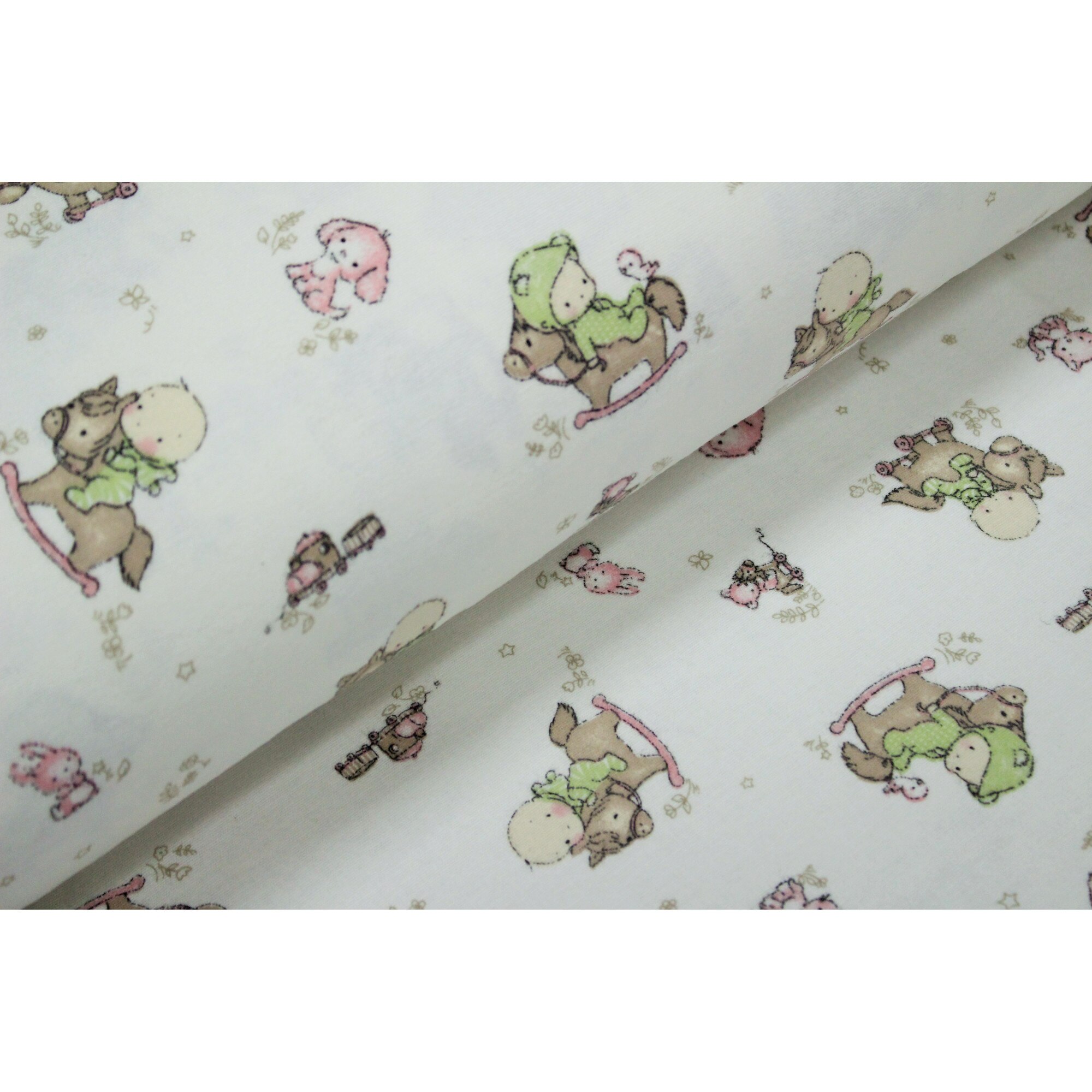 Material textil, Decotex, Finet alb/verde cu caluti 100% bumbac, 150 x ...