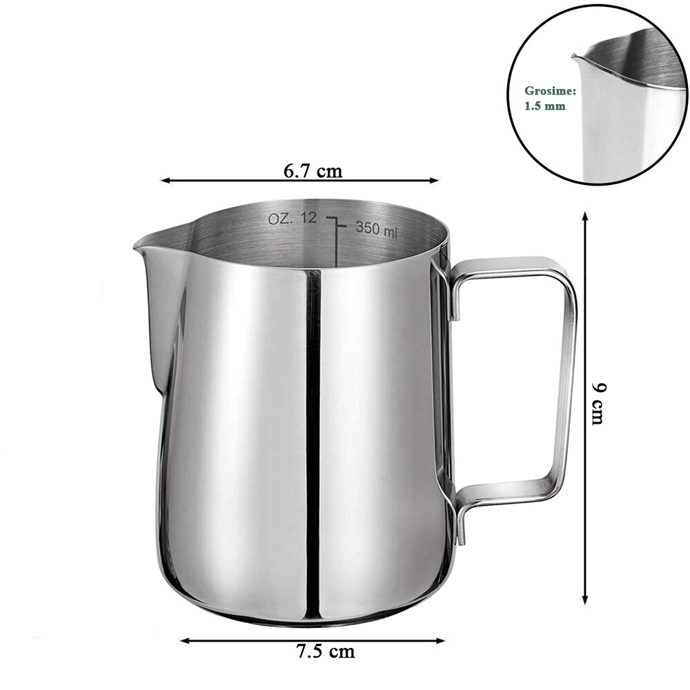 Cana din inox cu gradatie, latiera pentru spumare cu maner, Quasar & Co ...