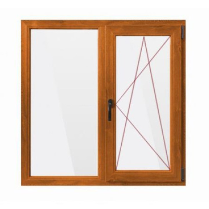 Fereastra termopan, BELPLAST, PVC, 6 camere, 140 x 120 cm, Stejar auriu ...