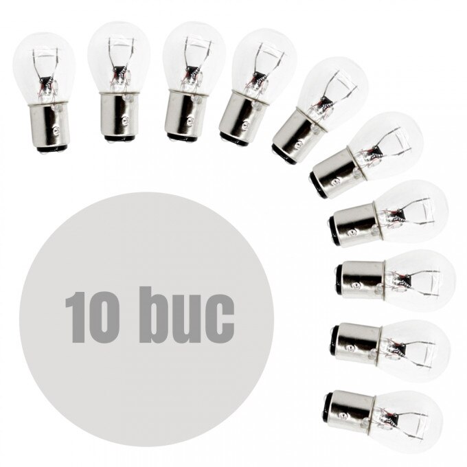 Set 10 Becuri auto 1157, BAY15D, 12V, 21/5W, alb - eMAG.ro