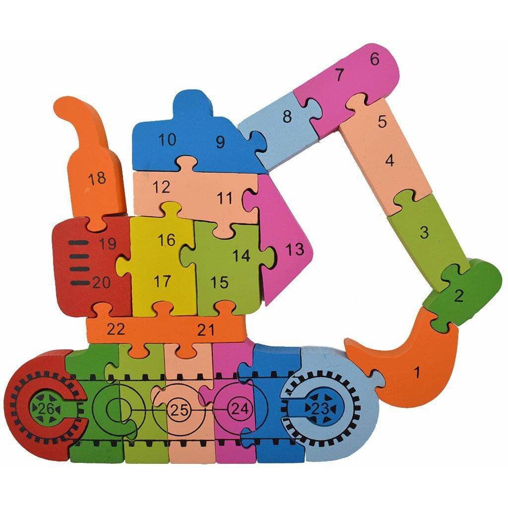 Puzzle din lemn, Ahelos, Excavator, Multicolor - eMAG.ro