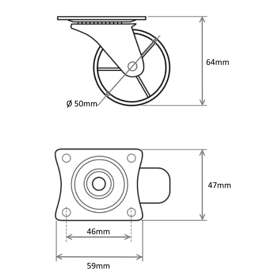 Set de 4 roti de mobilier AERZETIX, cu mecanism rotativ, cu frana, cu ...