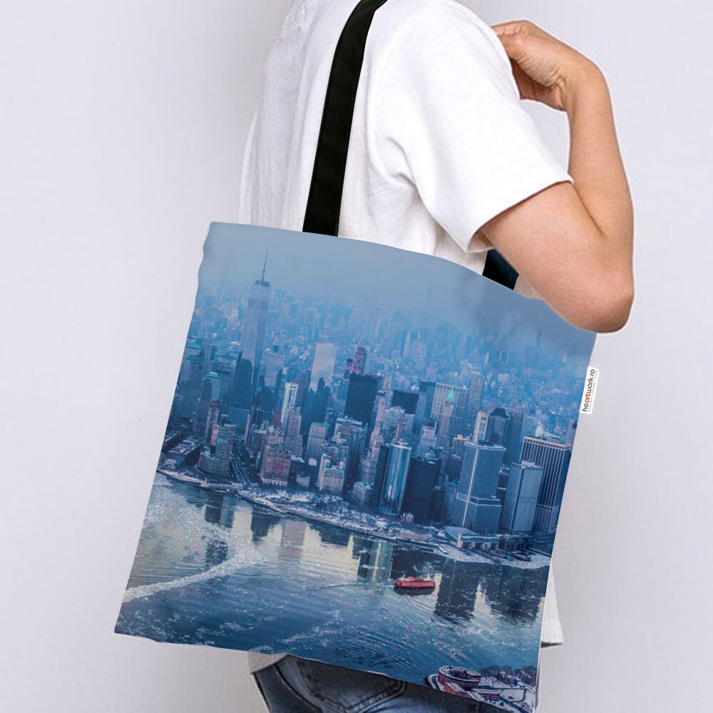 Geanta Tote Bag Heartwork, Manhattan New York City, Model Multicolor ...