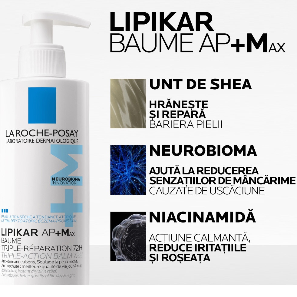Balsam reparator Lipikar Baume AP+MAX La Roche-Posay triplu reparator ...