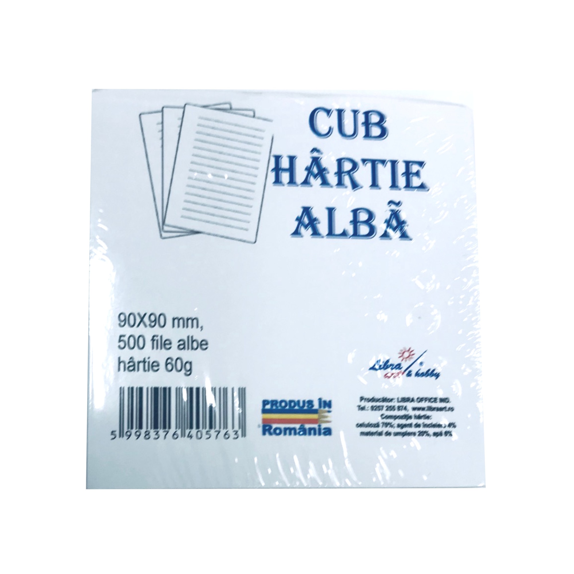 Cub hartie alba 9/9cm, 500 file, infoliat - eMAG.ro