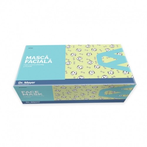Masca medicala pentru nas si gura, Dr Mayer, 3 pliuri, 50 bucati, verde ...