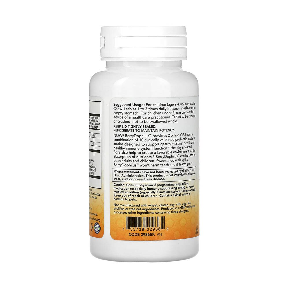Berry Dophilus Probiotic Kids, 2 Billion CFU, Now Foods, 60 tablete ...