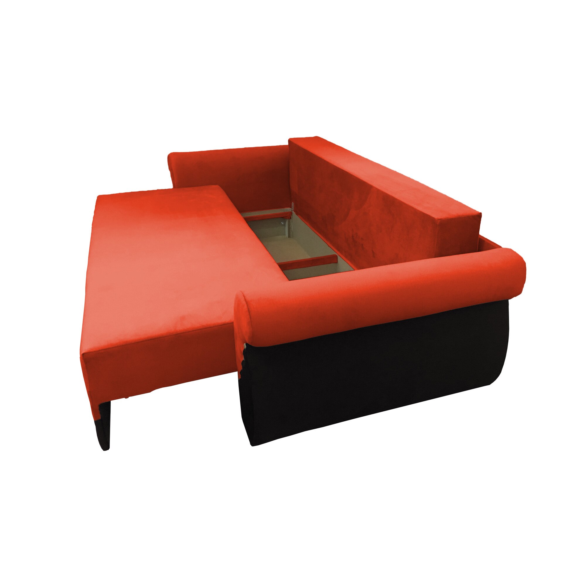 Canapea extensibila Royal, MobAmbient, Portocaliu cu Negru, material ...