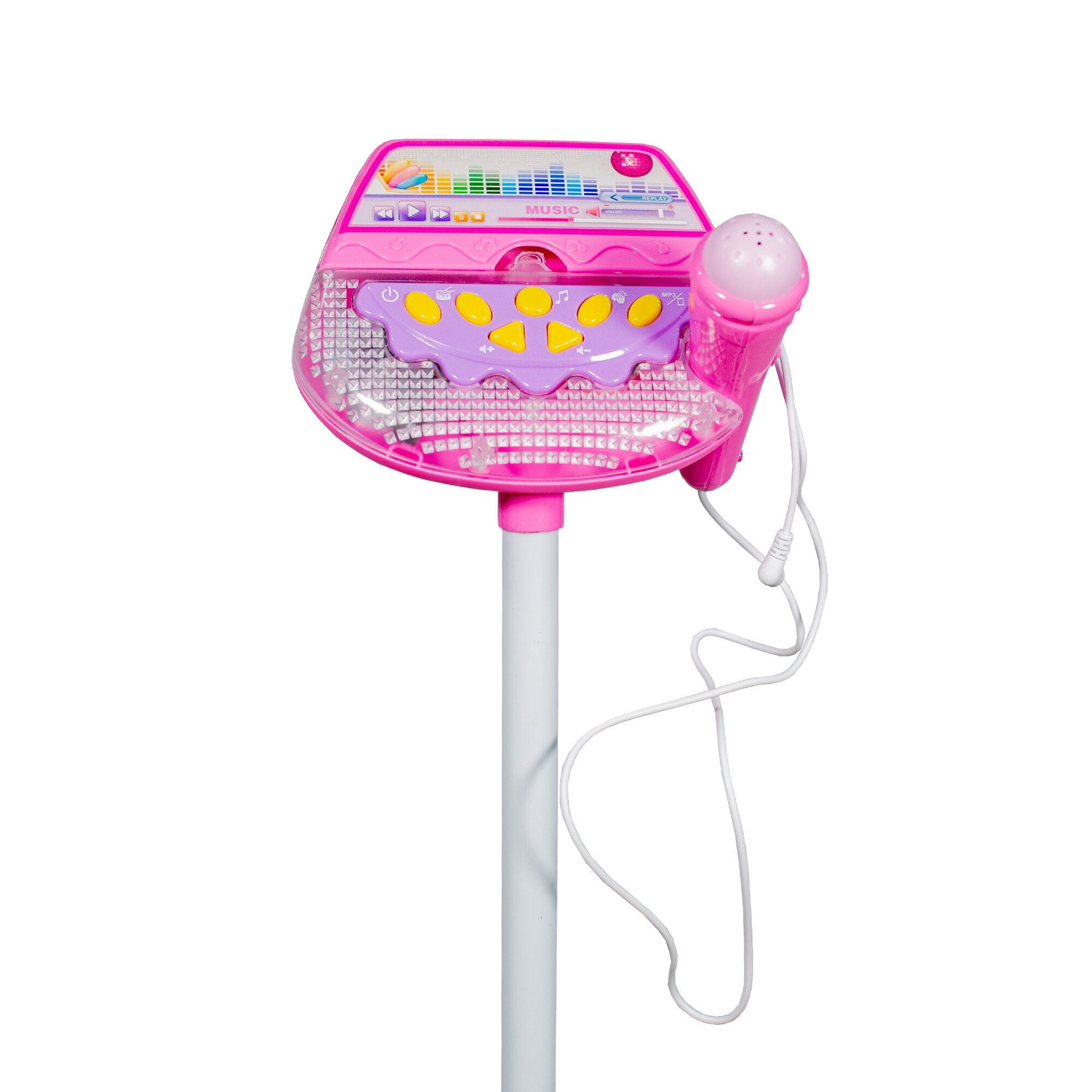 Microfon Karaoke, Enjoy Roz, 41 x 23 x 6.5 cm, cu lumini si ...