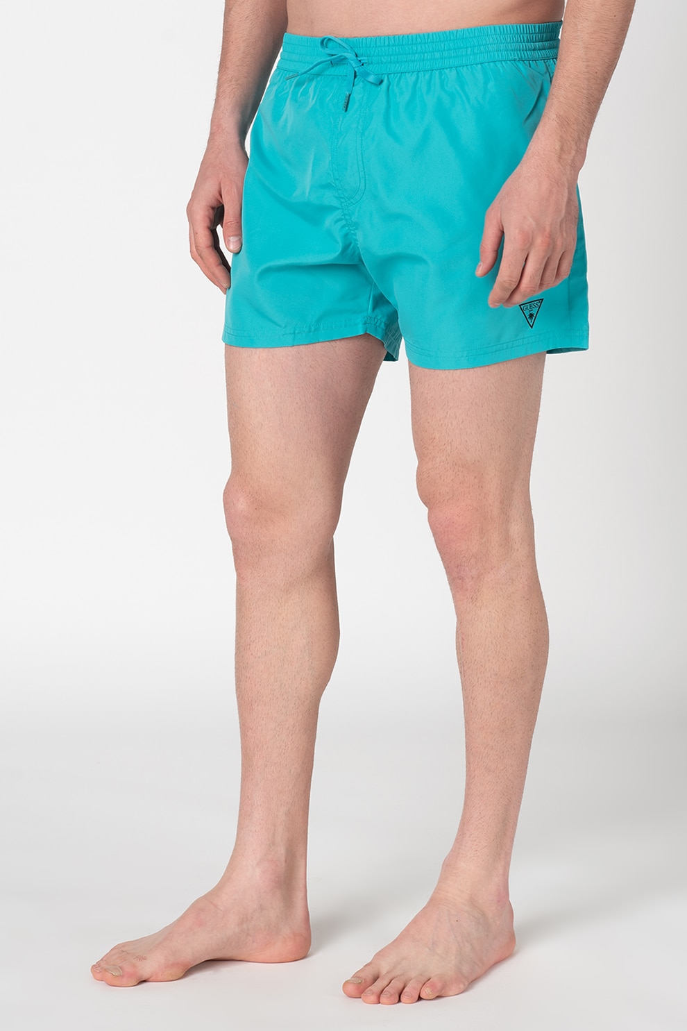 Guess, Pantaloni scurti de baie cu detaliu logo discret, Turcoaz, M ...