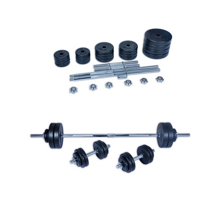 Set greutati haltera si gantere, reglabile, 50 kg, Spartan, Argintiu ...