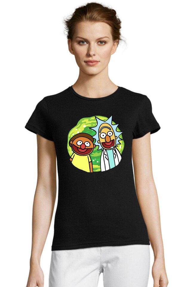Tricou Dama, Personalizat "Muppet Rick & Morty", M, Negru - eMAG.ro