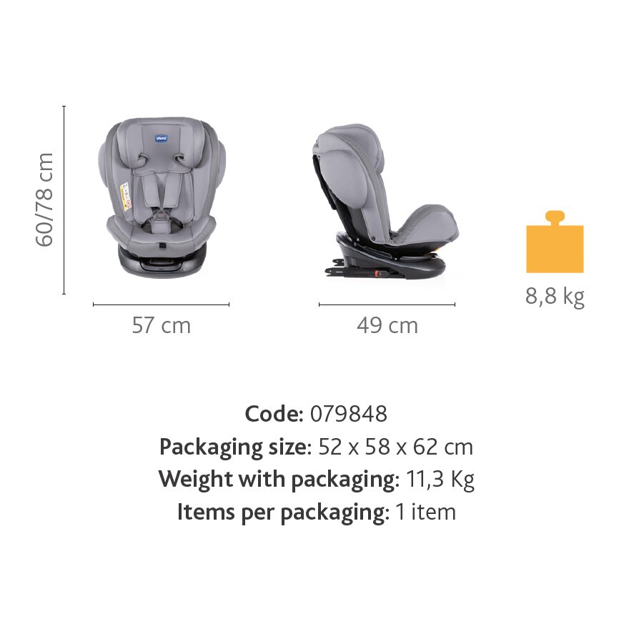 Scaun auto rotativ 360 Chicco AroundU iSize, Isofix, JetBlack, 0-18kg ...