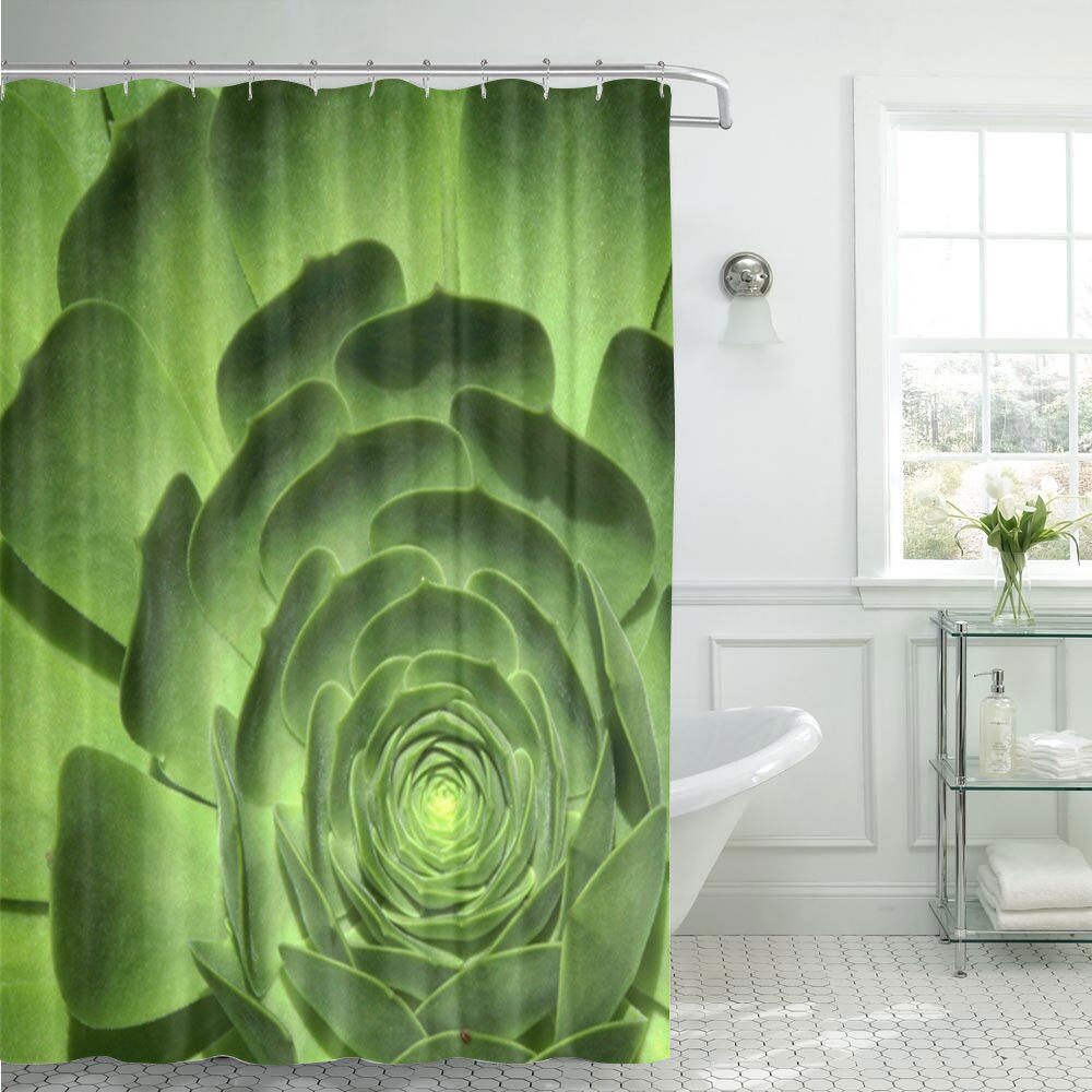 Perdea Dus, Cada, pentru Baie, Heartwork, Floare cu petale verzi, Model ...