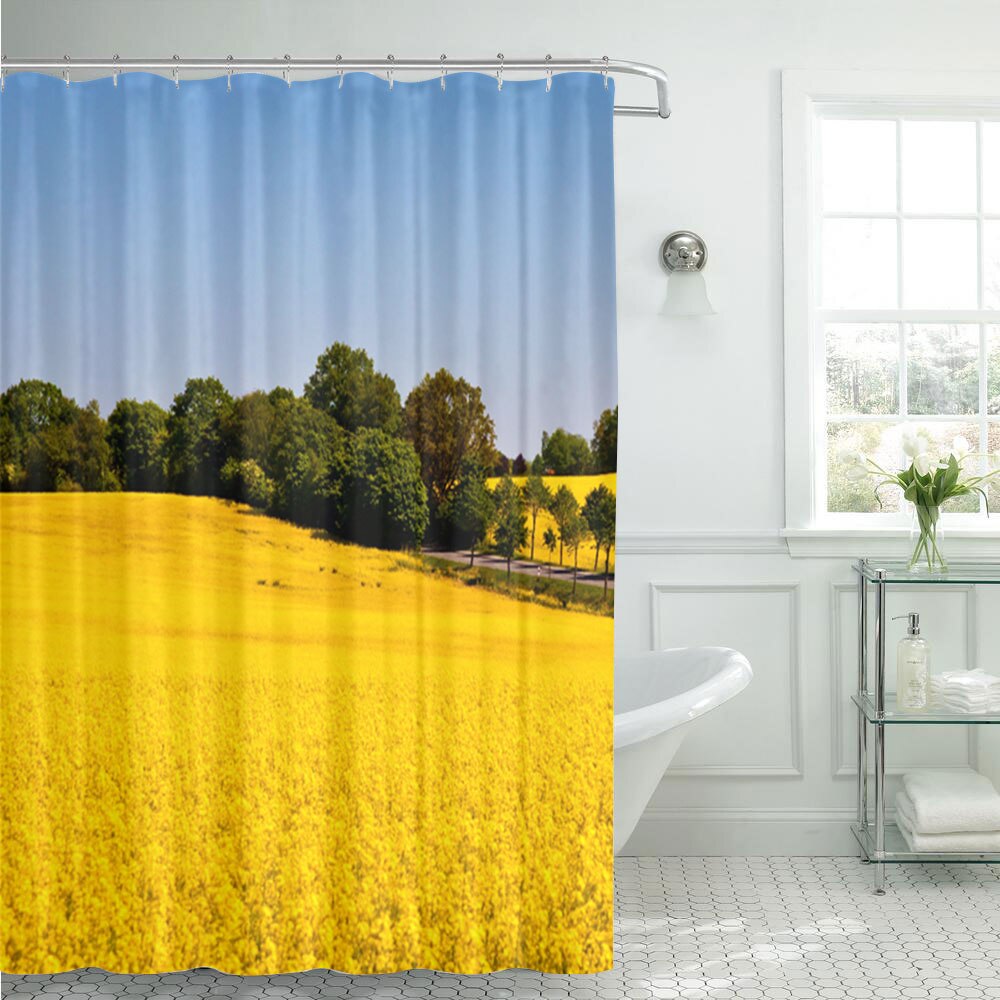 Perdea Dus, Cada, pentru Baie, Heartwork, Campie galbena, Model ...