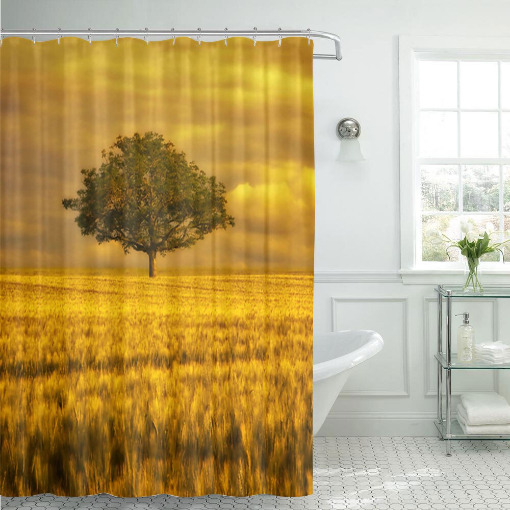 Perdea Dus, Cada, pentru Baie, Heartwork, Campie portocalie, Model ...