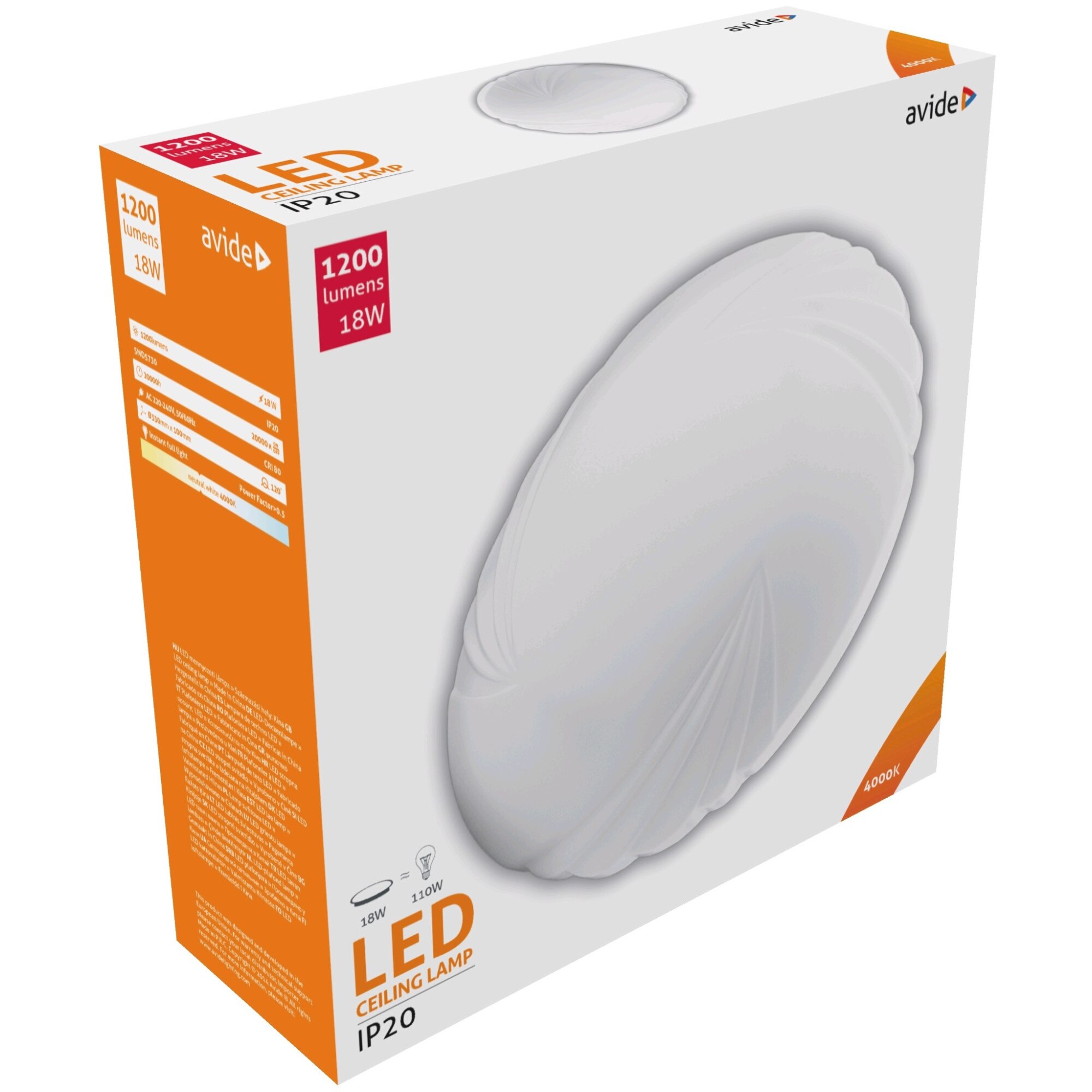 Приложение - Плафон AVIDE LED, Shelly (Shell), 18W, 330 x 100 mm, 4000 K, Бял - eMAG.bg