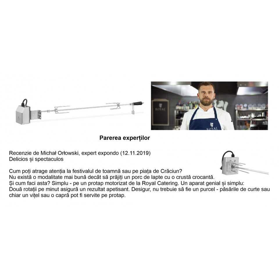 Rotisor cu motor profesional pentru gratar, 140 cm Royal Catering - eMAG.ro