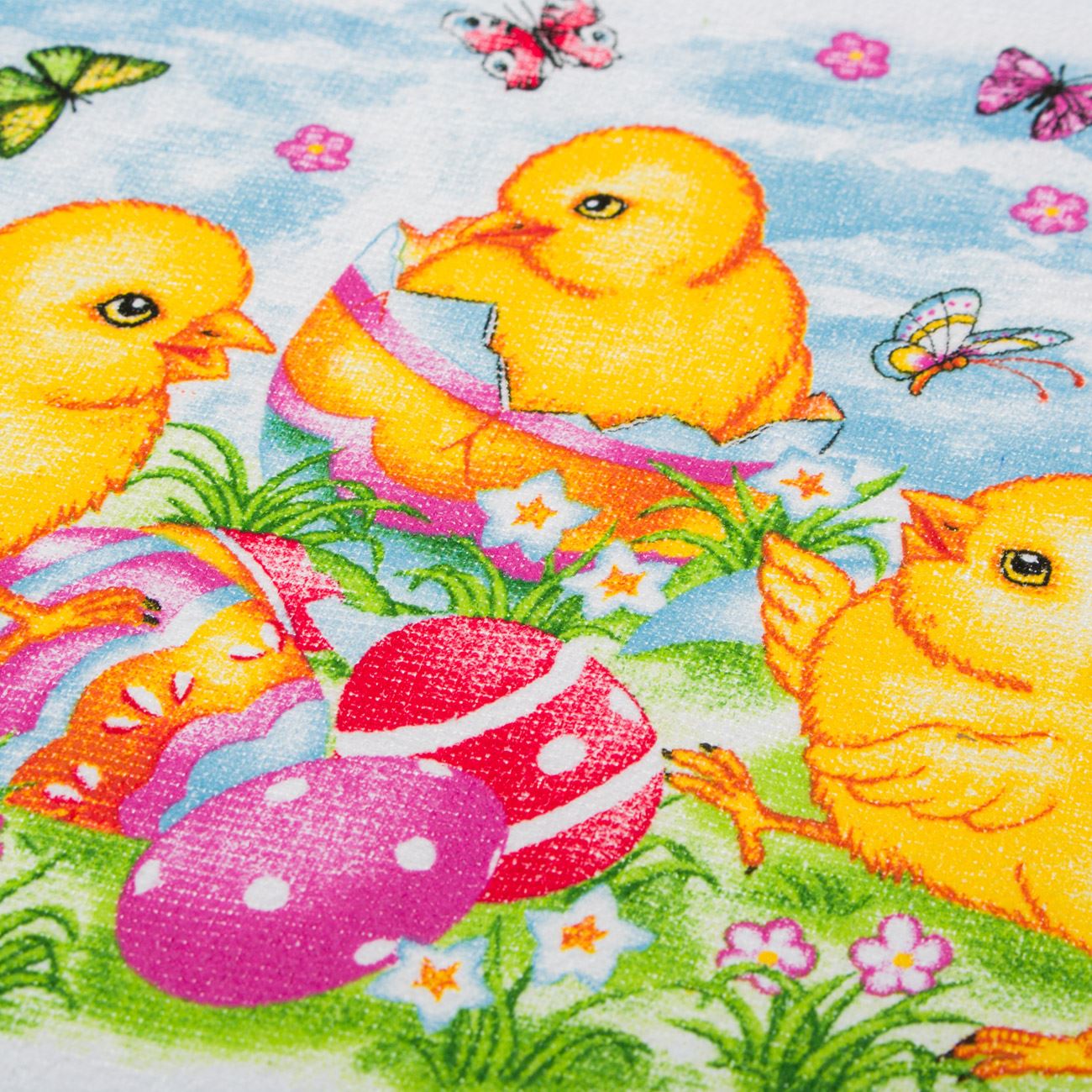 Prosop bucatarie cu imprimeu puisori si oua de Paste, DecorCasa, 60 x ...