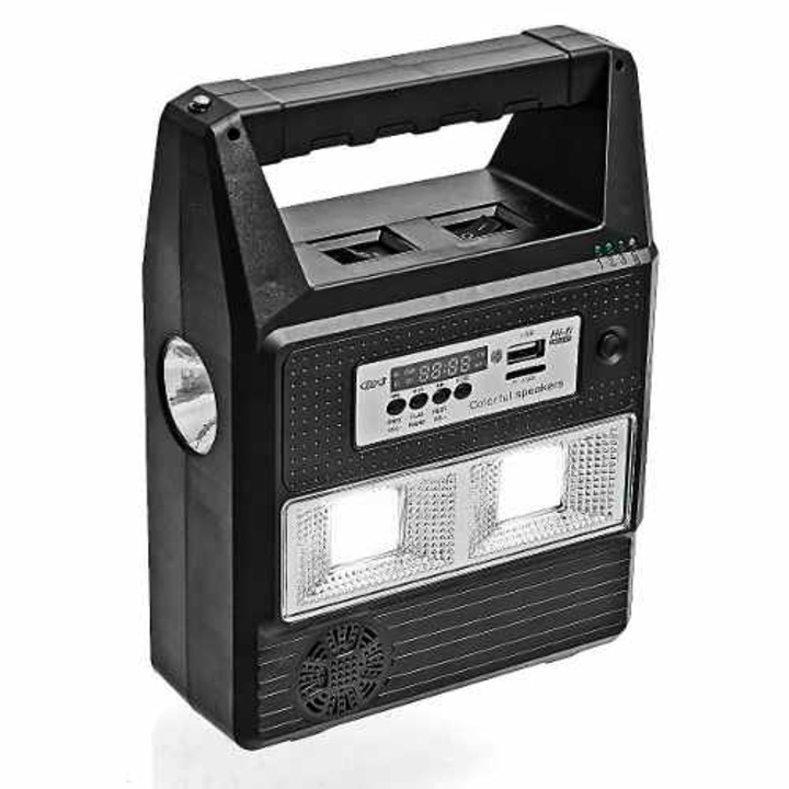Kit cu panou solar, lanterna, radio, 3 becuri si USB, GDLite GD-8216 - eMAG.ro