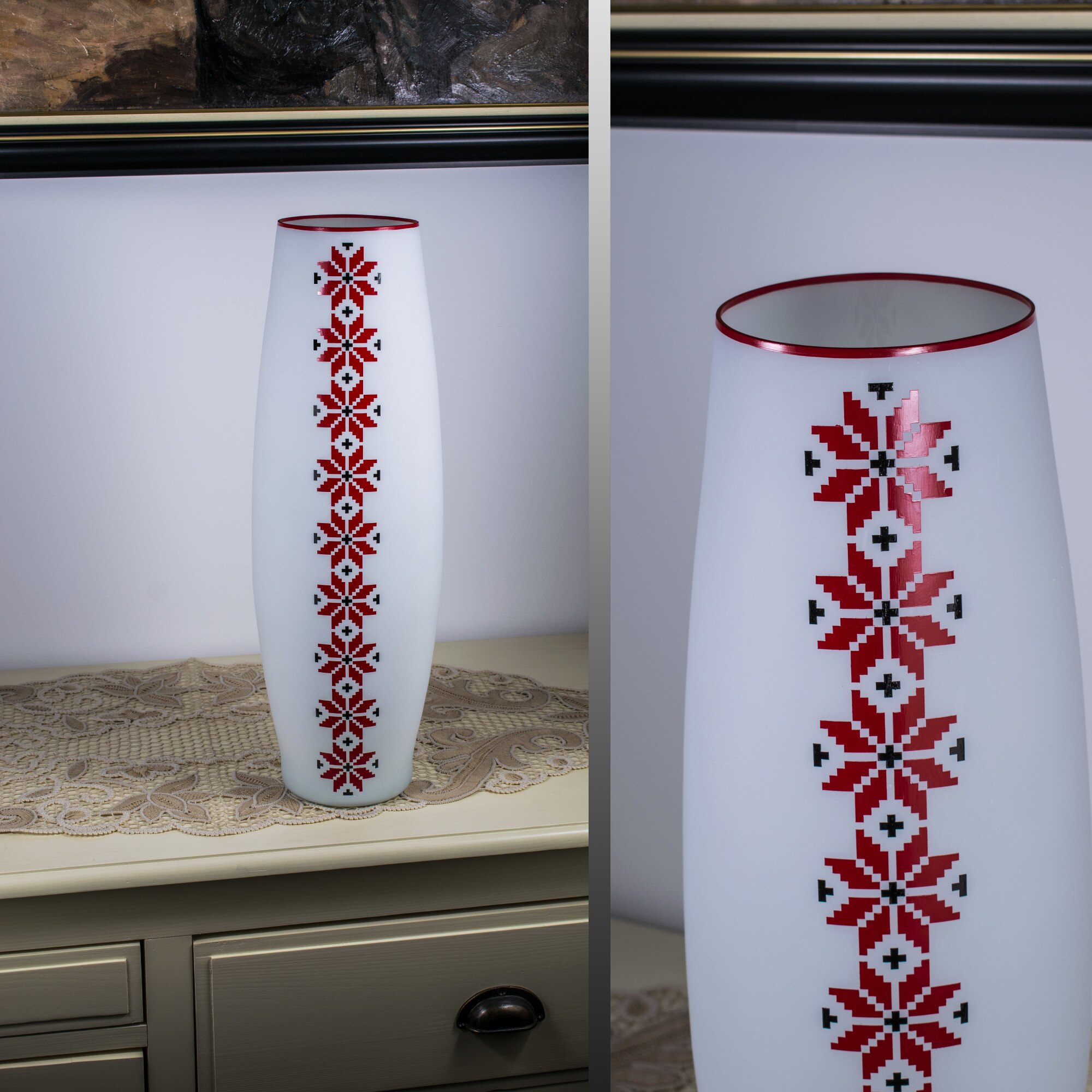 Vaza de podea sticla pictata manual Folclor, 50 cm - eMAG.ro