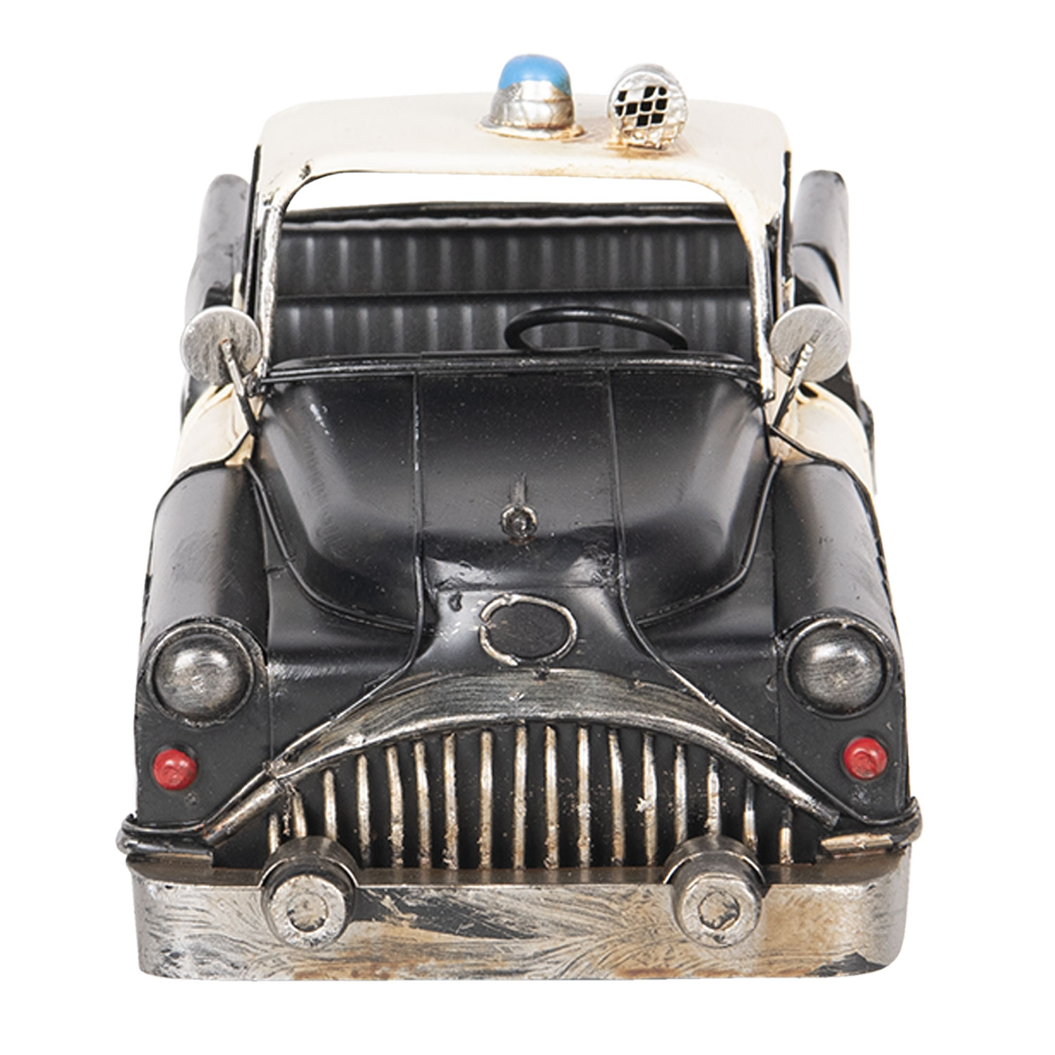 Macheta masina Politie retro metal negru crem 33 cm x 13 cm x 13 cm ...