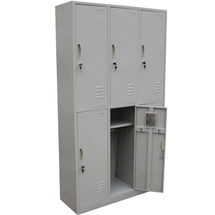 Vestiar metalic cu 6 usi 3x2 (Asamblat) 1000x350x1800 mm (LxlxH), PLUS ...