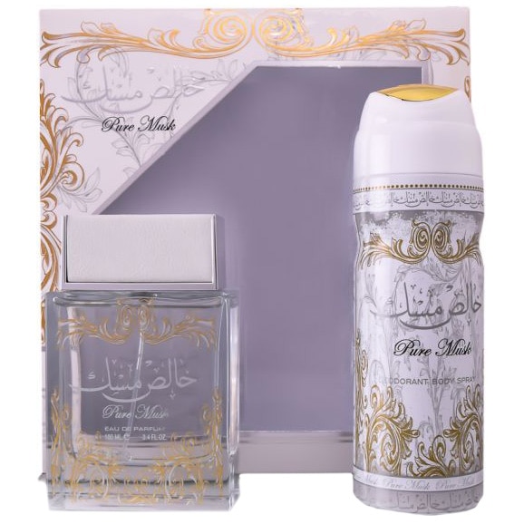 Set Lattafa, Pure Musk, Femei: Apa de Parfum, 100 ml + Deodorant Spray ...