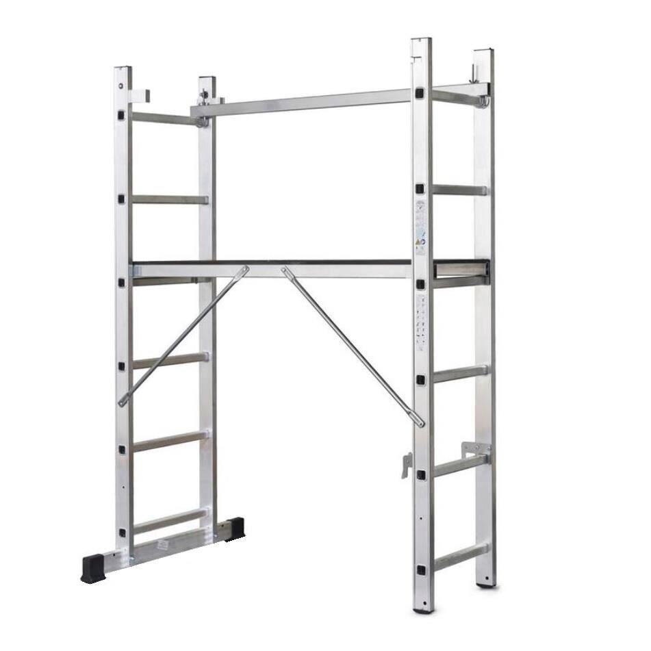 Scara si schela cu platforma, Strend Pro RU, 2 x 6 trepte, aluminiu ...