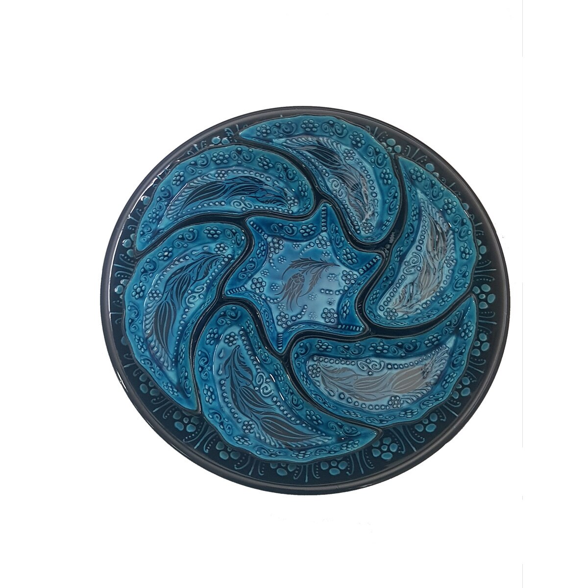 Set platou turcesc pentru mic dejun compartimentat, 8 piese, ceramica ...