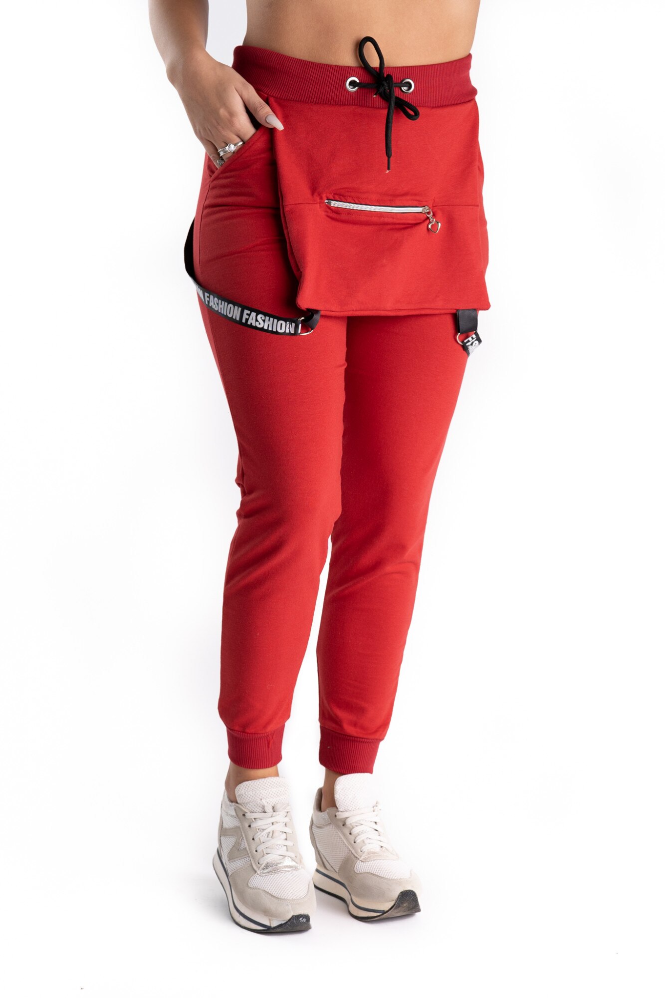 Pantaloni Cu Bretele Dama, Rosu, Brielle,M - eMAG.ro